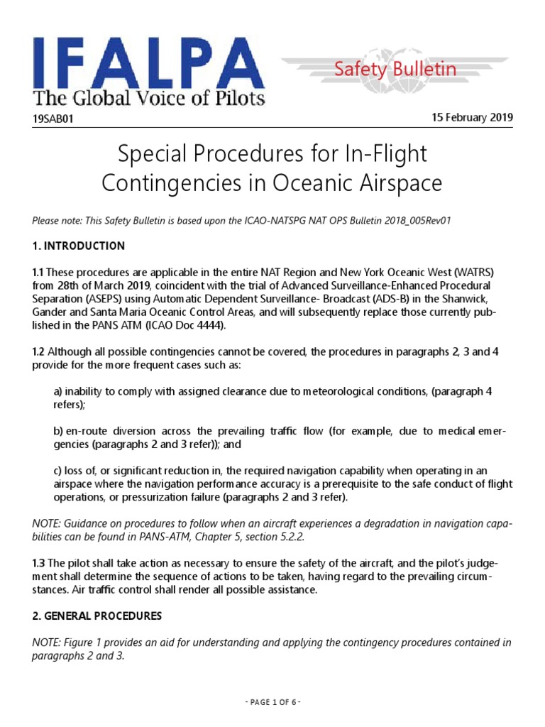 19sab01 Special Procedures For in Flight Contingencies in Oceanic ...