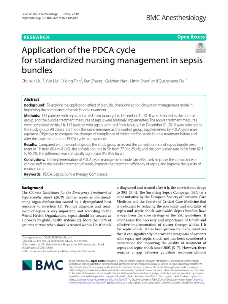 Application of The PDCA Cycle For Standardized Nursing Management in ... Application of The PDCA Cycle For Standardized Nursing Management in ...