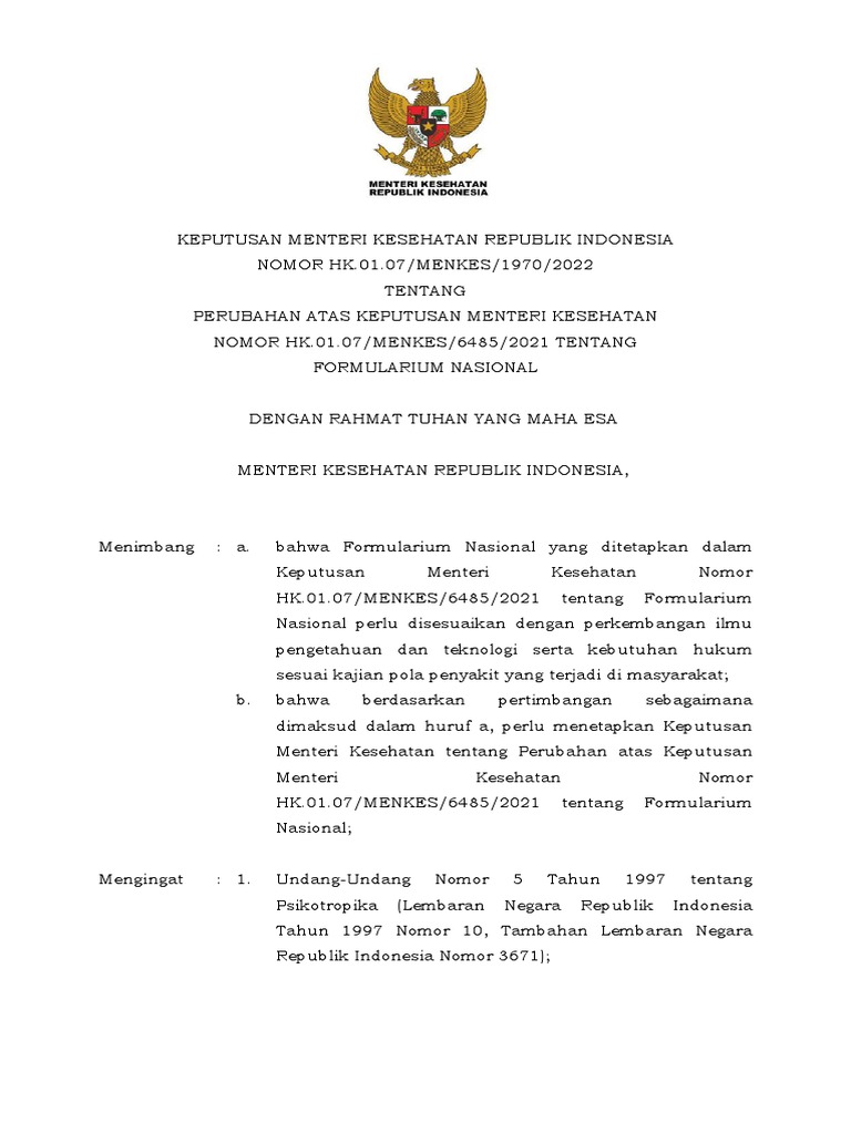 Kepmenkes HK 01 07 Menkes 1970 2022 | PDF Kepmenkes HK 01 07 Menkes 1970 2022 | PDF