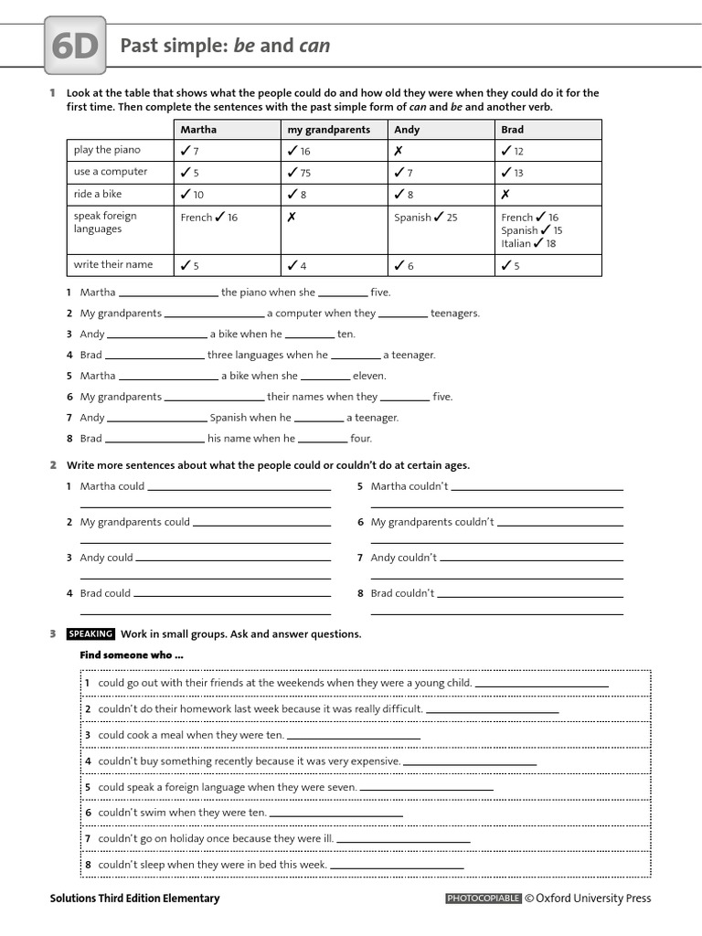 6d Past Simple Be and Can | PDF | Question | Linguistics