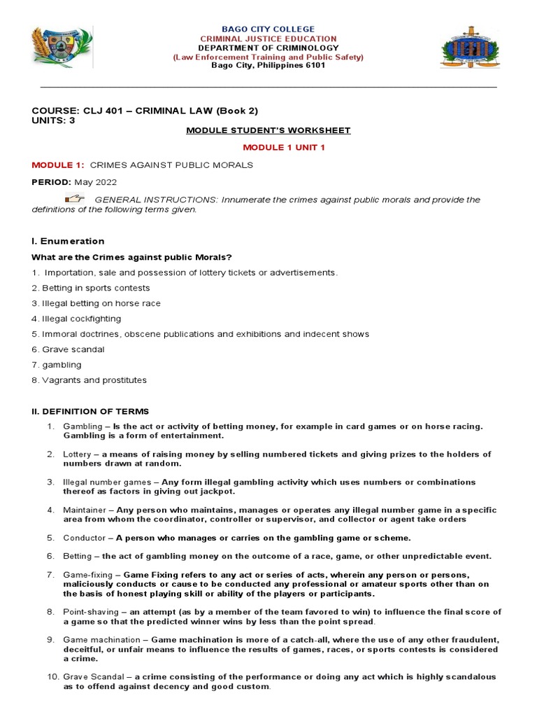 MODULE - Tittle 6 of RPC Book II | PDF | Gambling | Prostitution