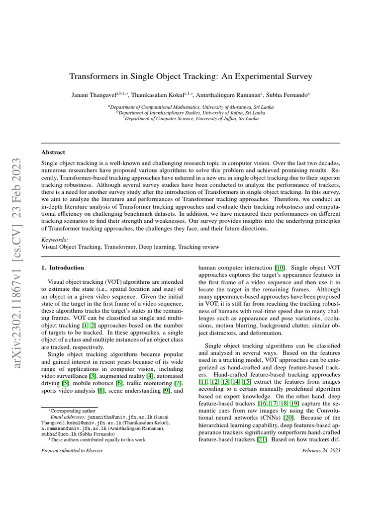 Transformers in Single Object Tracking: An Experimental Survey | PDF | Systems Theory | Learning