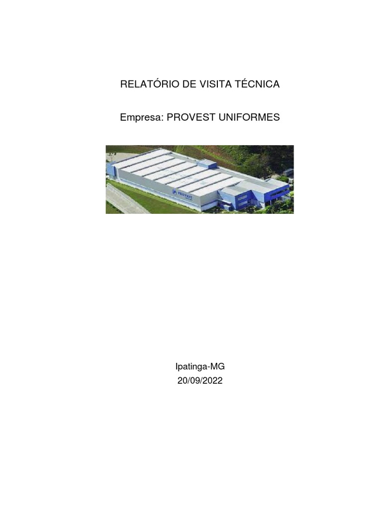 Relatório Visita Técnica PROVEST UNIFORMES | PDF | Informática | Economias