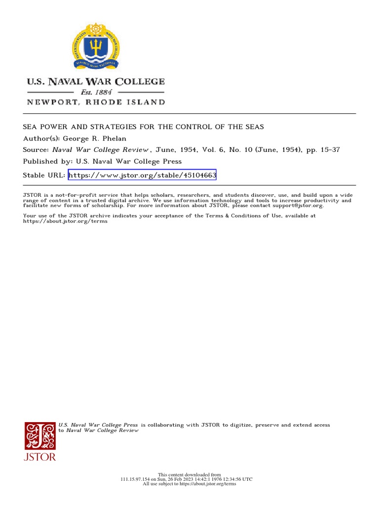 Sea Power and Strategies For The Control of The Seas | PDF | Alfred ...