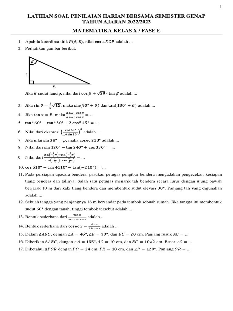 Latihan Soal Matematika Wajib PTS 2 Kelas X | PDF | Metode & Bahan Ajar