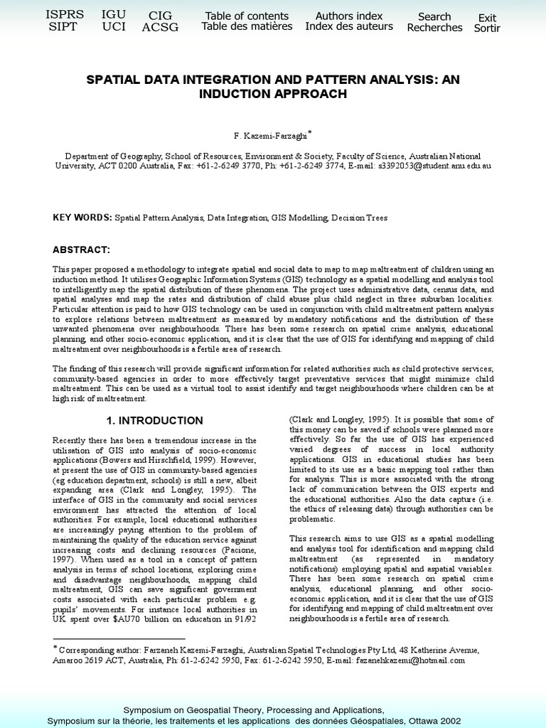 Mapping Child Maltreatment Through Spatial Data Integration and Pattern Analysis Using Induction ...