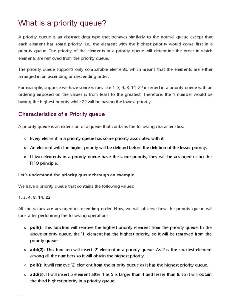 Priority Queue Data Structures Javatpoint Pdf Queue Abstract Data Type Computer