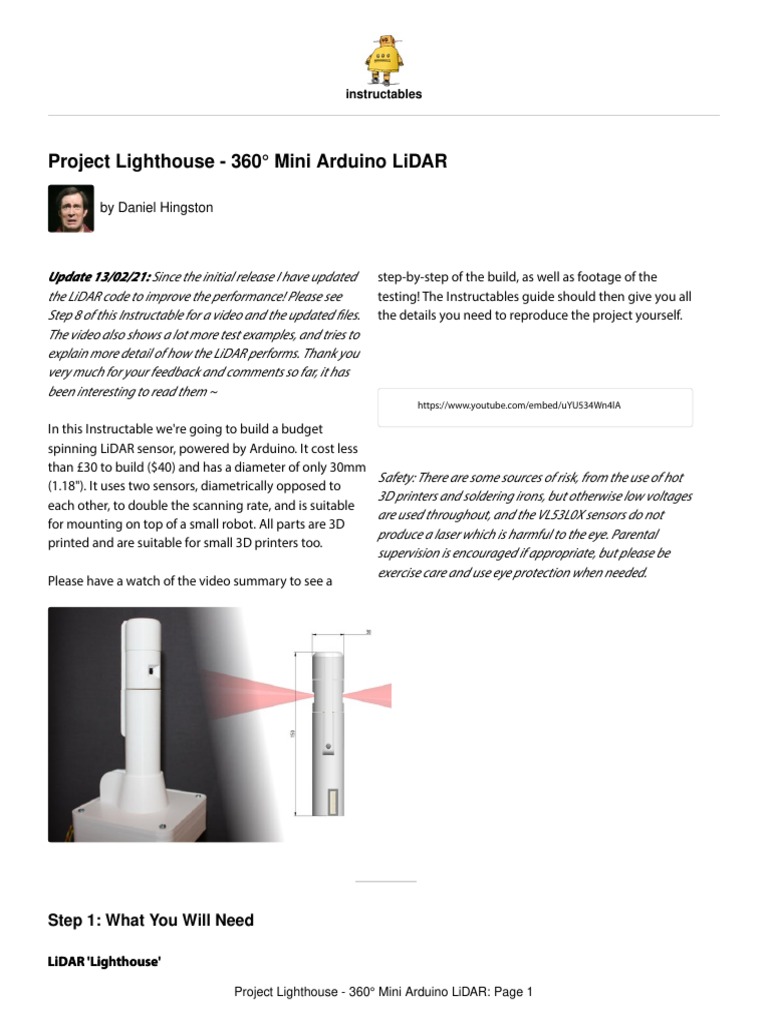 Project Lighthouse - A Budget-Friendly Spinning LiDAR Sensor Built with Arduino | PDF ...