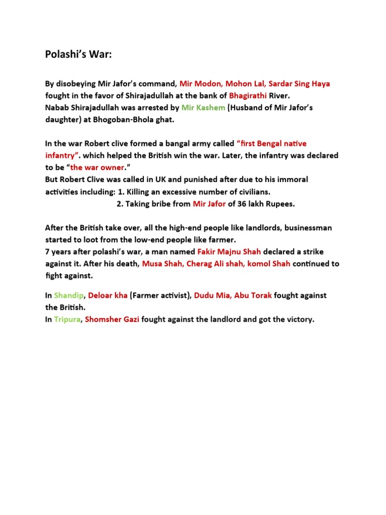 Polashi's War:: Mir Modon, Mohon Lal, Sardar Sing Haya Bhagirathi | PDF | All India Muslim ...