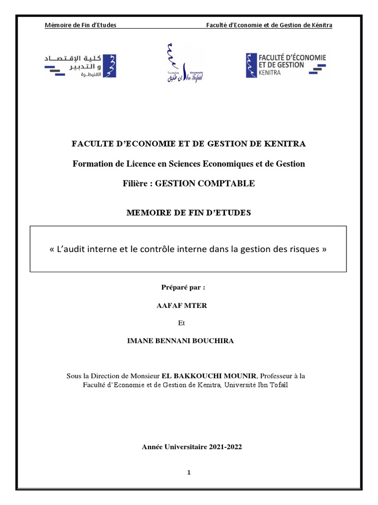 Mémoire PFE Aafaf&imane | PDF | Contrôle interne | Audit