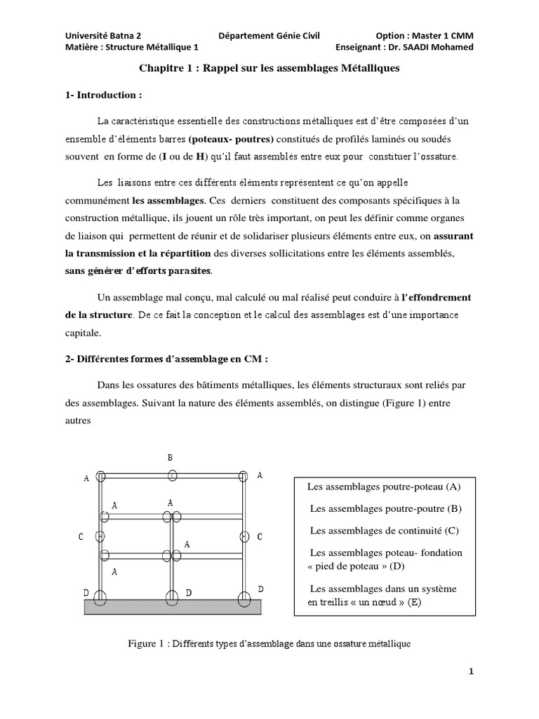 SM Chapitre 1 Rappel Sur Les Assemblages | PDF