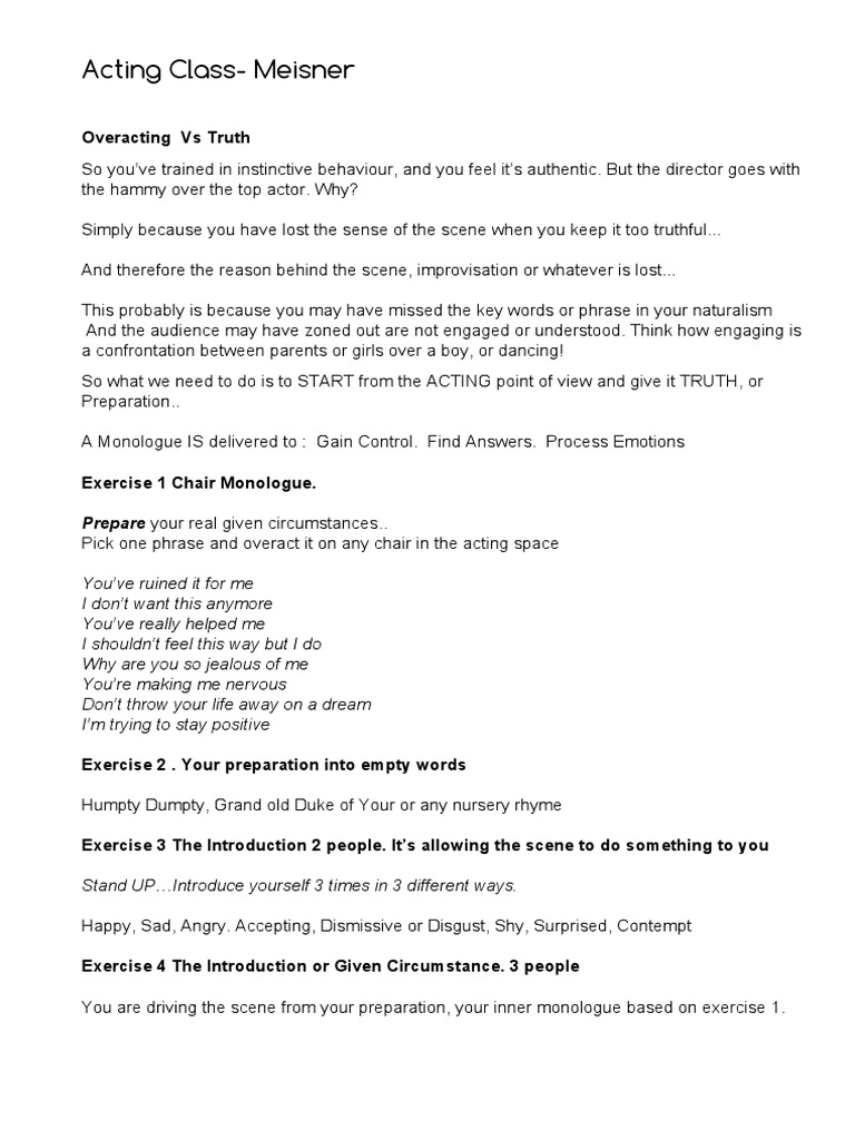 Meisner Acting Class | PDF