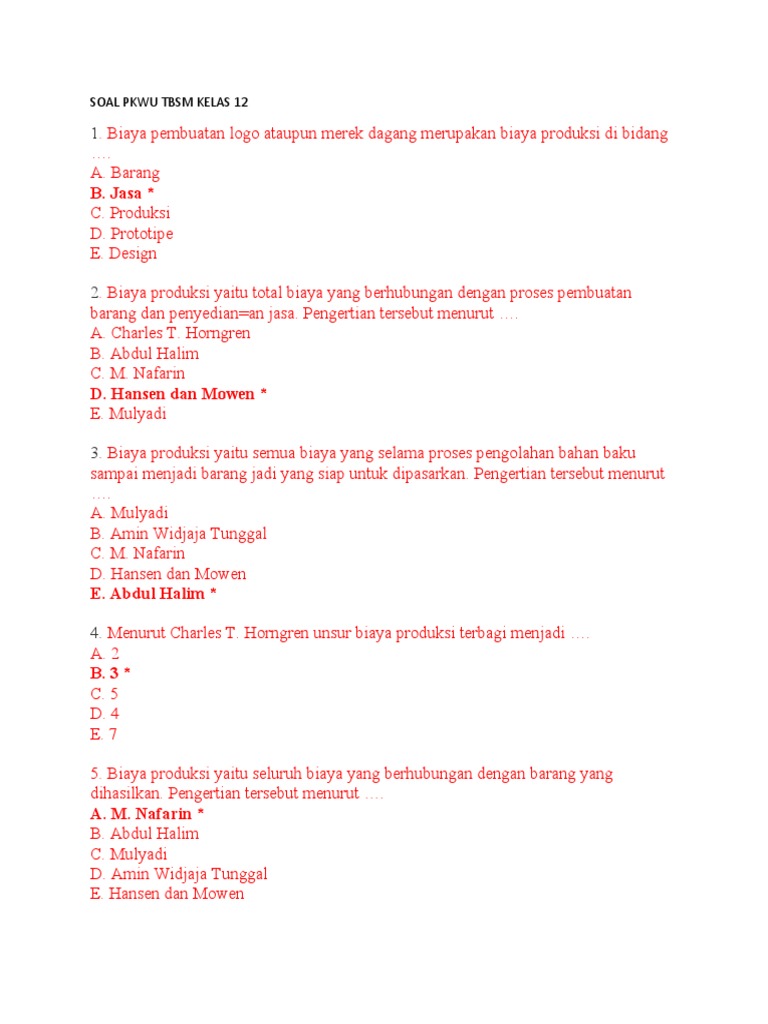 Soal Pkwu TBSM Kelas 12 | PDF
