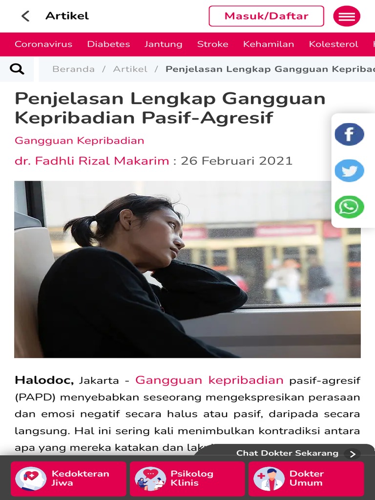 Penjelasan Lengkap Gangguan Kepribadian Pasif-Agresif | PDF