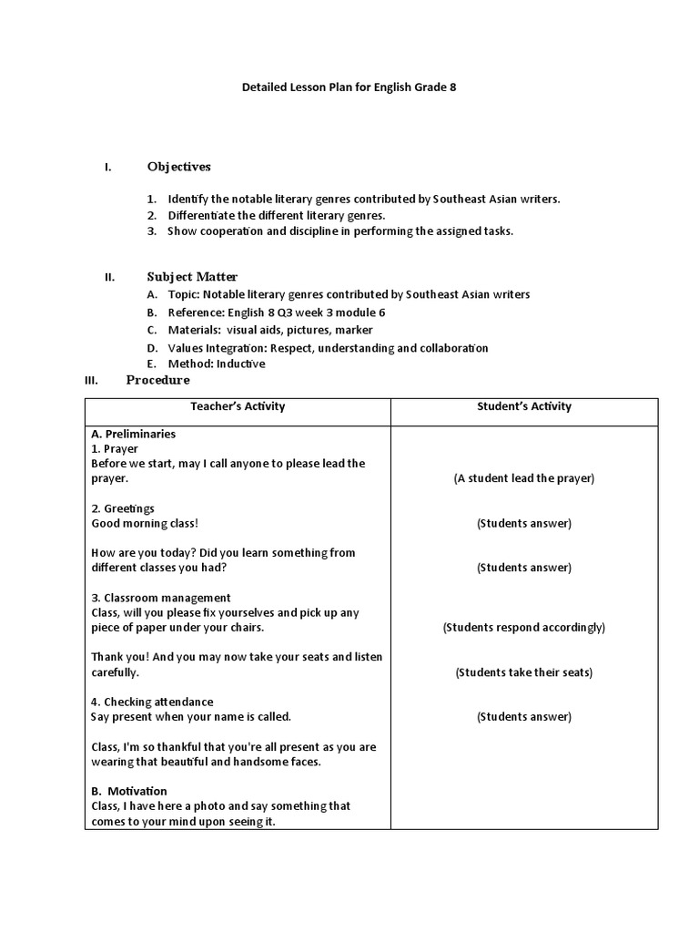 Lesson Plan English 8 q3 Week 3 | PDF | Poetry | Writing