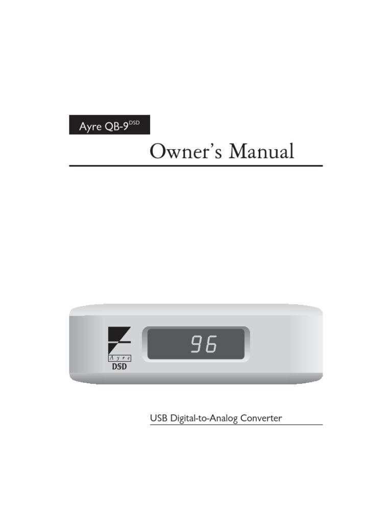 Ayre QB 9 DSD Owner Manual | PDF | Usb | Electronics