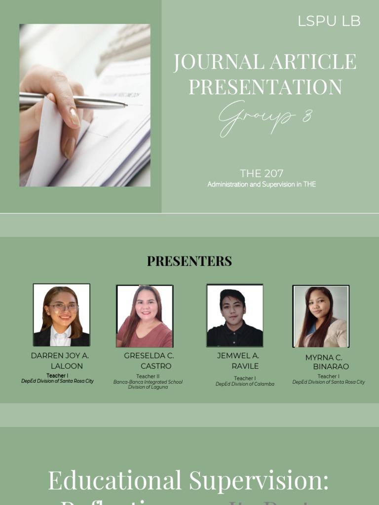 Journal Article Presentation Group 3-Consolidated | PDF | Teachers | Mentorship