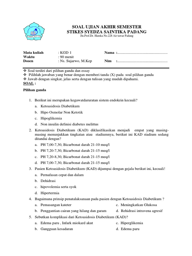 Soal UAS KGD 1 2022 | PDF