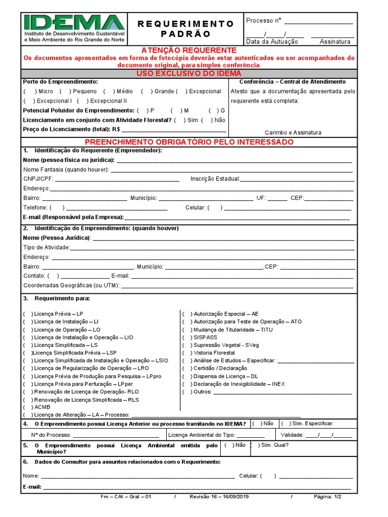 Idema - Requerimento Padrão | PDF