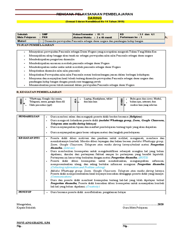 RPP Kelas 9 Fix | PDF