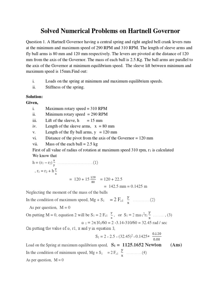 Hartnell Governor | PDF | Speed | Motion (Physics)
