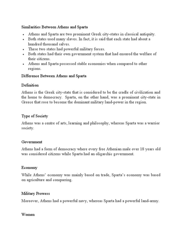 Comparing and Contrasting the Prominent Greek City-States of Athens and ...