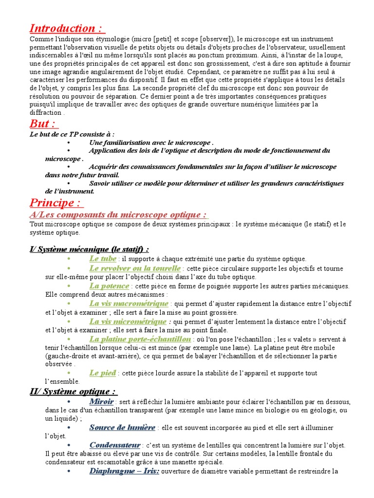 Introduction au microscope optique | PDF | Objectif photographique ...