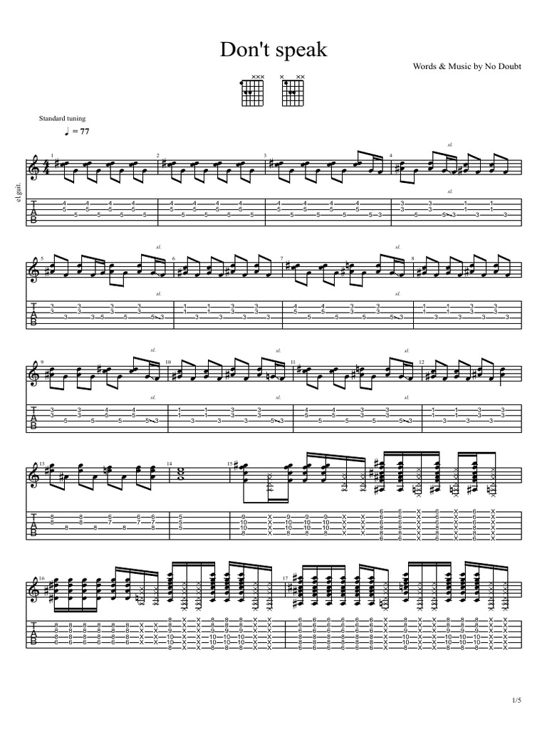 No Doubt "Don't Speak" Guitar Tab | PDF