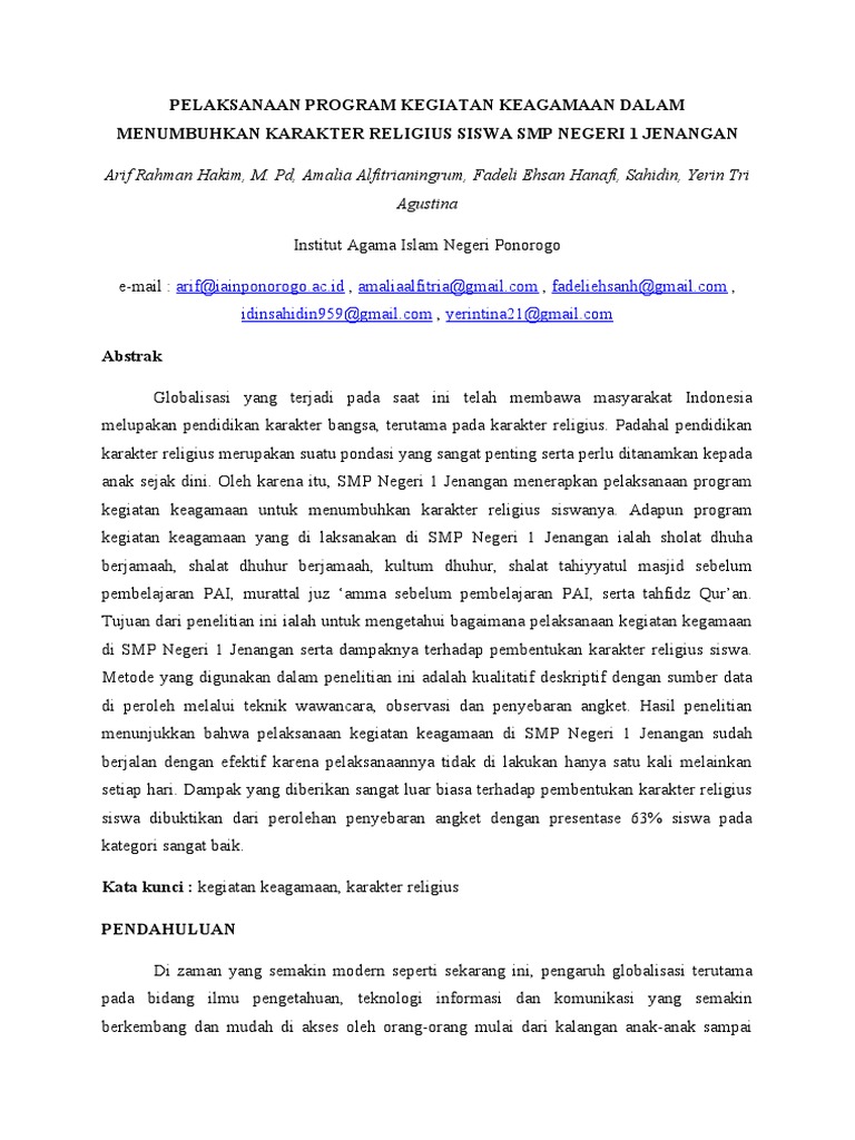 Artikel Magang Kel 54 Pai SMPN 1 Jenangan | PDF