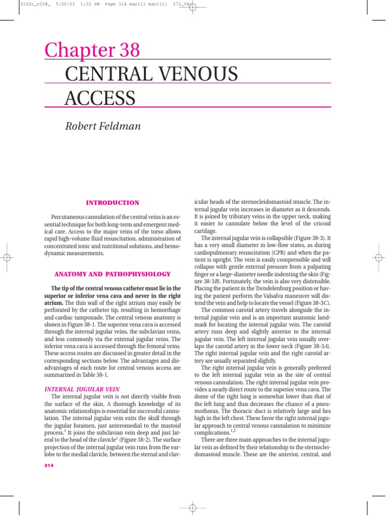 Central Venous Access Line Subclavian Femoral IJ Jugular Vein | PDF ...