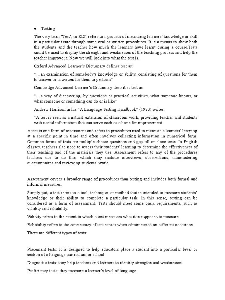 Testing | PDF | Educational Assessment | Evaluation