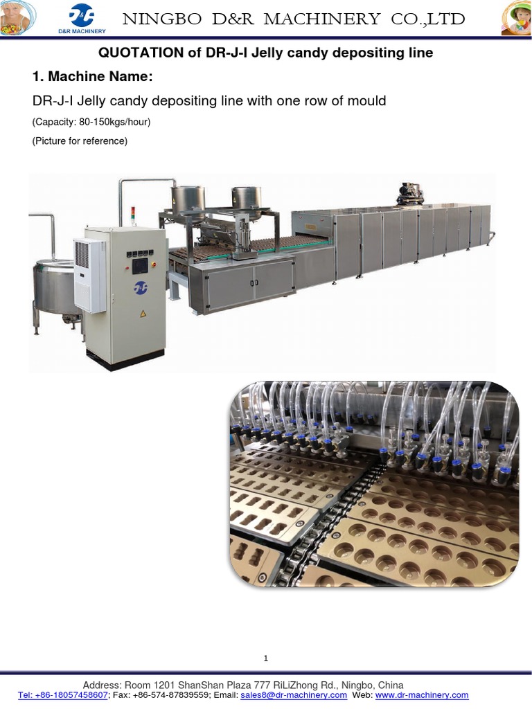 Quotation of Jelly Candy Depositing Machine (Mechanical) | PDF ...
