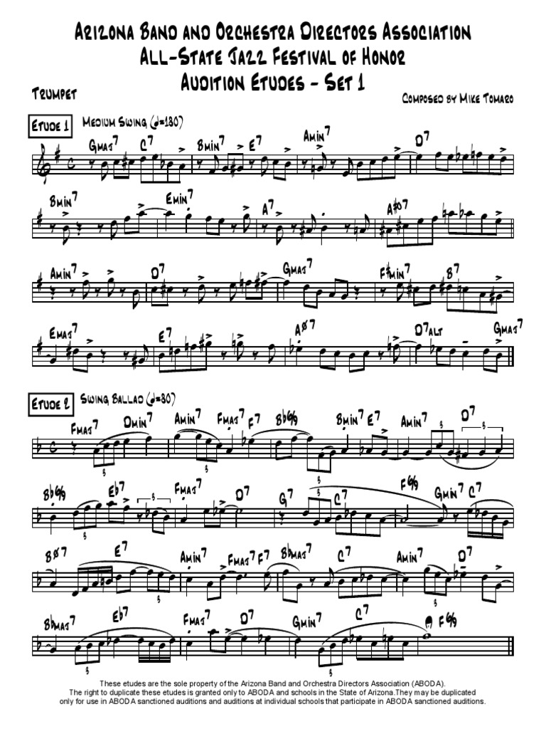 Arizona All State Etudes Set 1 Trumpet | PDF