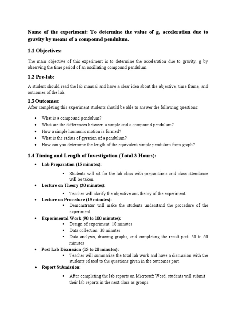 Experiment-4 (Compound Pendulum) | PDF | Torque | Pendulum