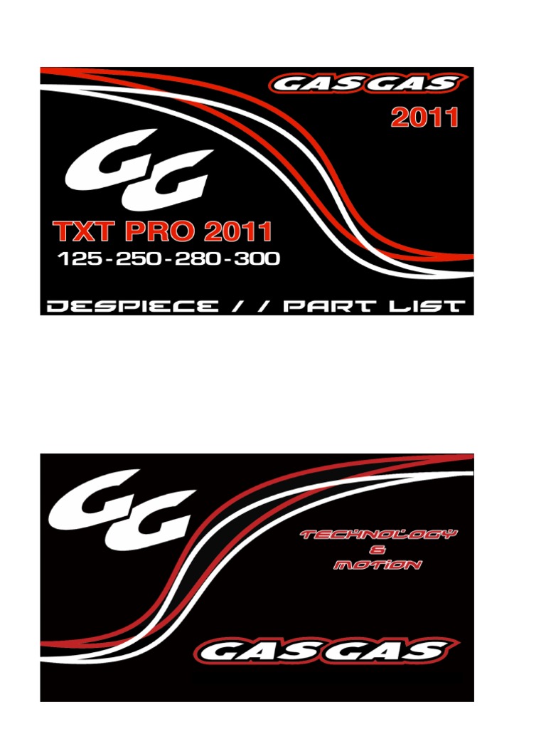 Gas Gas TXT Pro 2011 Parts List | PDF | Screw | Mechanical Engineering