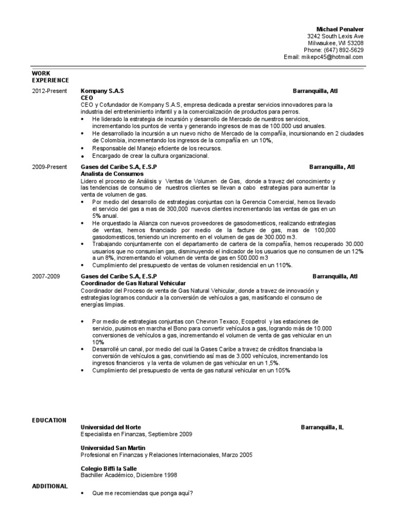Sample Mba Resume IE | PDF | Economias