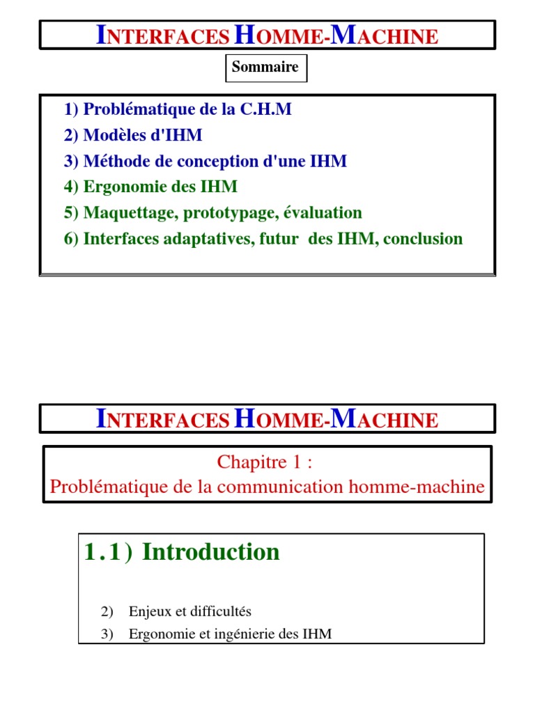 Chapitre1 | PDF | Interaction humain-ordinateur | Ergonomie et facteurs humains