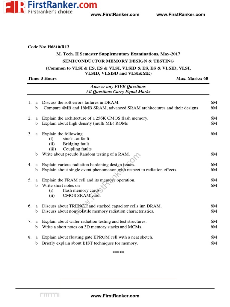Jntuk M Tech 2017 2nd Semester H6810052017 Semiconductor Memory