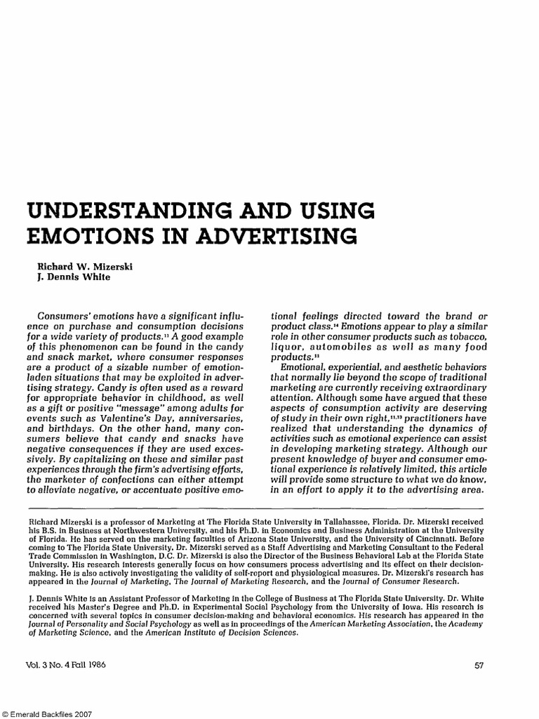 Leveraging Emotions in Advertising: Understanding the Strategic Use of ...