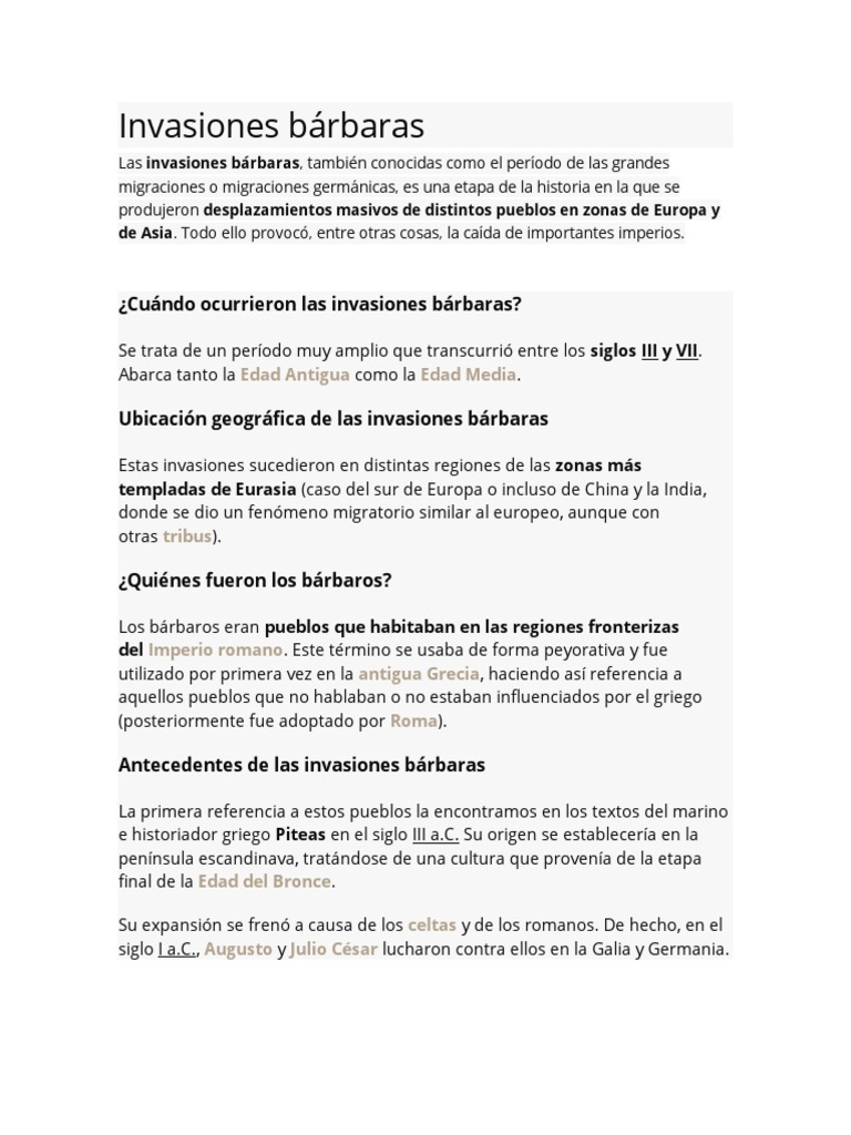 Invasiones Bárbaras | PDF | Bárbaro | Pueblos germánicos