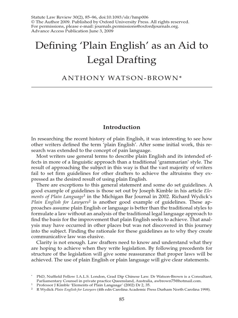 Watson-Brown. 2009. Plain English | PDF | English Language | Jargon