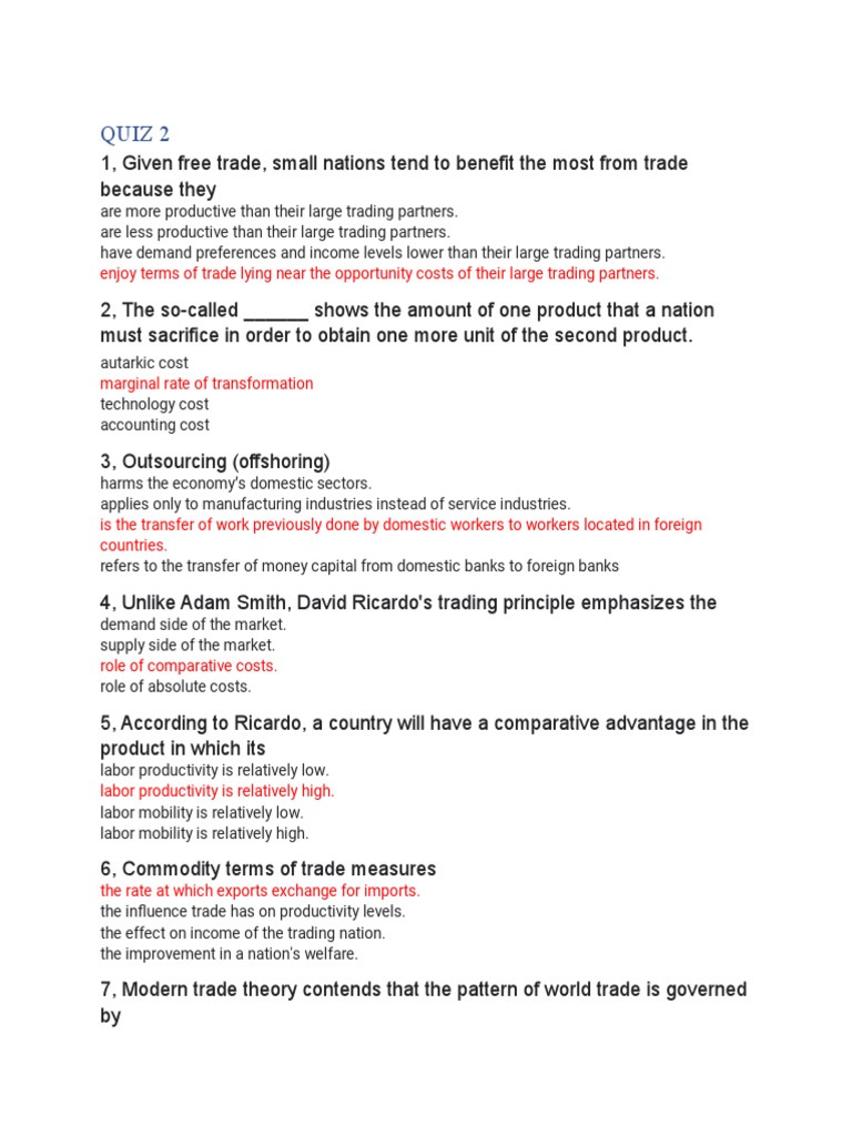 QUIZ | PDF | Tariff | Elasticity (Economics)