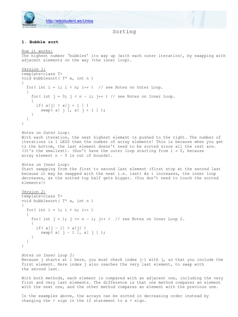 Sorting: 1. Bubble Sort | PDF | Array Data Structure | Algorithms And Data Structures