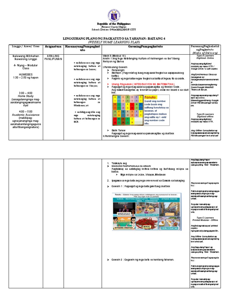 Cot 1 WHLP in Ap4 Quarter 2 Week 8 Lapuz | PDF