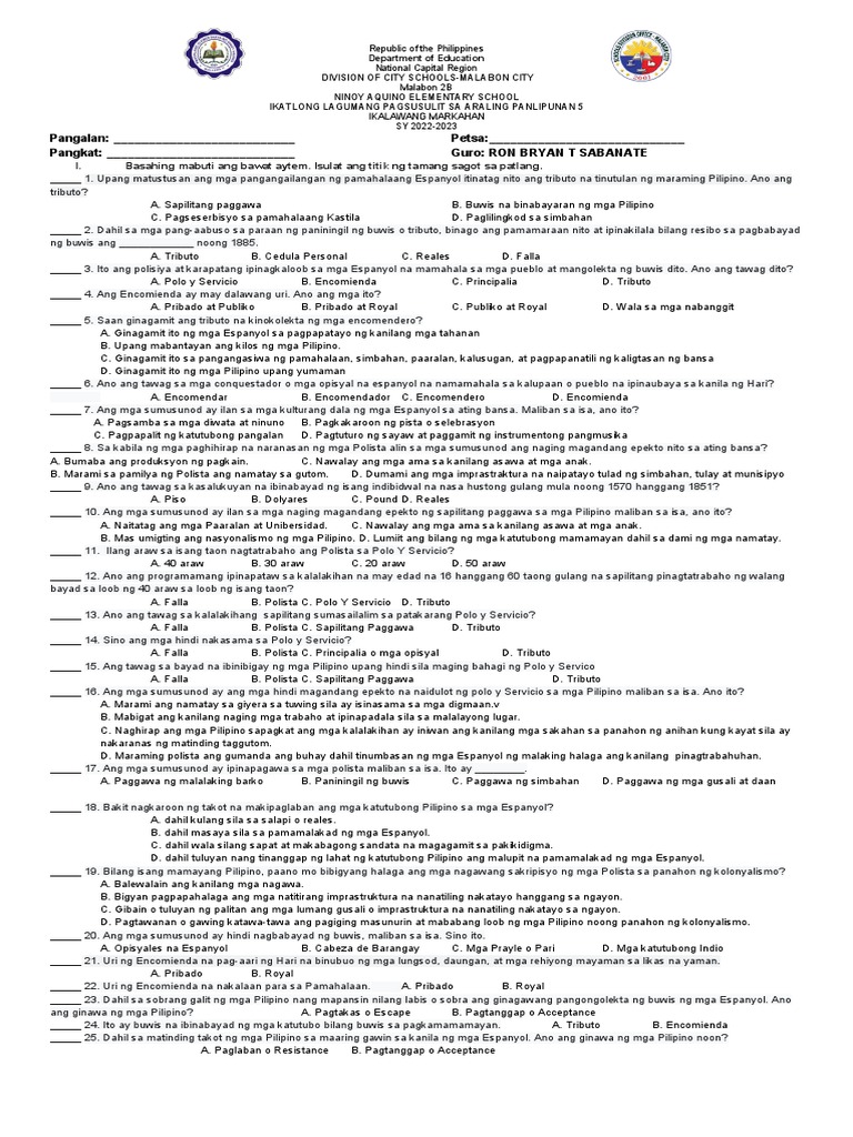 AP 3RD ST Q2 Testing | PDF