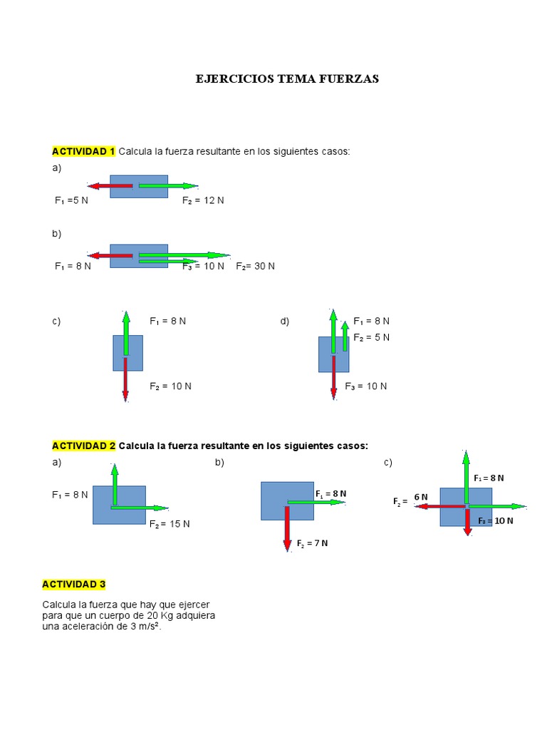 EJERCICIOS TEMA FUERZAS | PDF