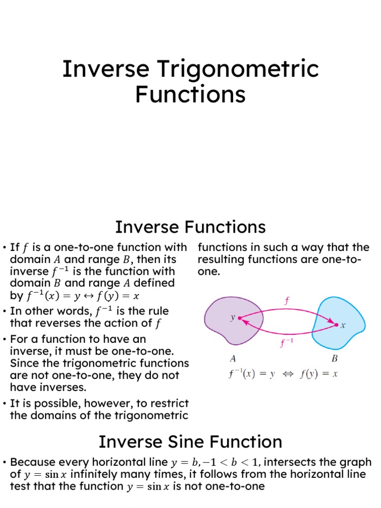 Inverse Trigonometric Functions | PDF | Trigonometric Functions | Function (Mathematics)