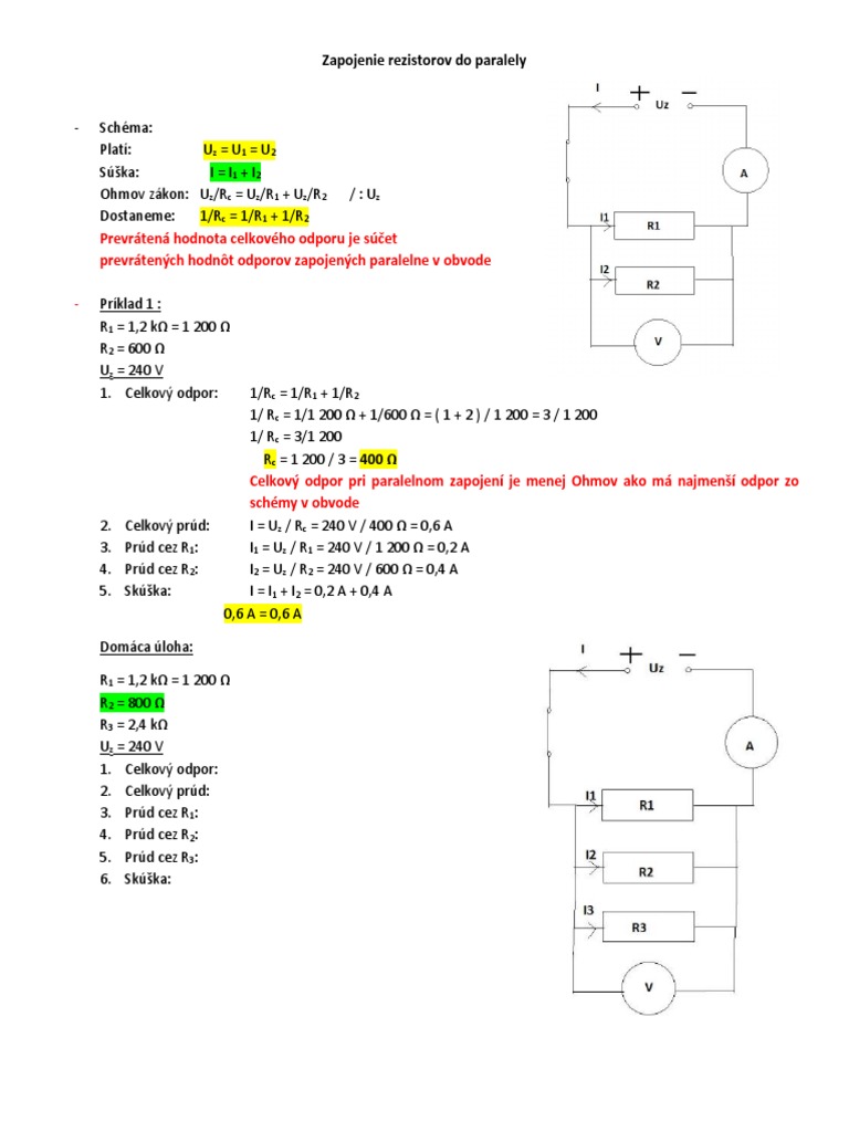 Zapojenie Rezistorov Do Paralely | PDF