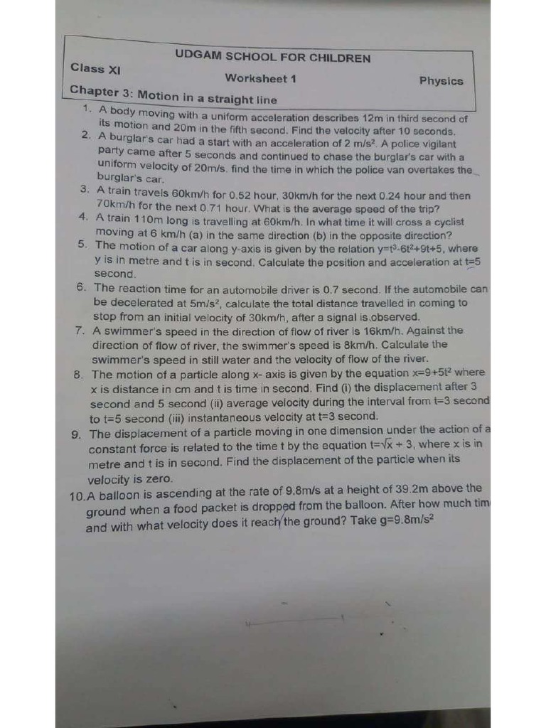 Laws of Motion Sheet | PDF