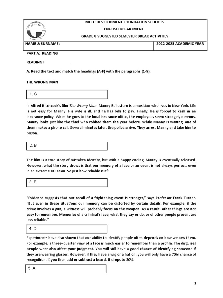 Semester Break Pack | PDF